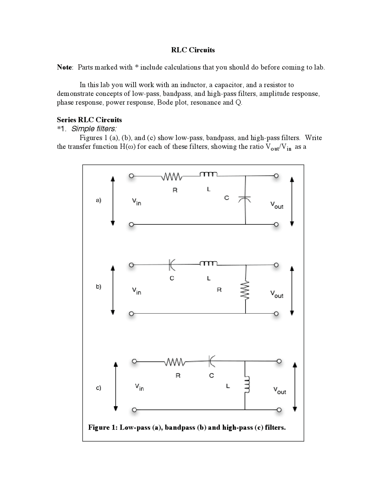 Series RLC Circuits - Electronics Laboratory Report | PHY 440 - Docsity
