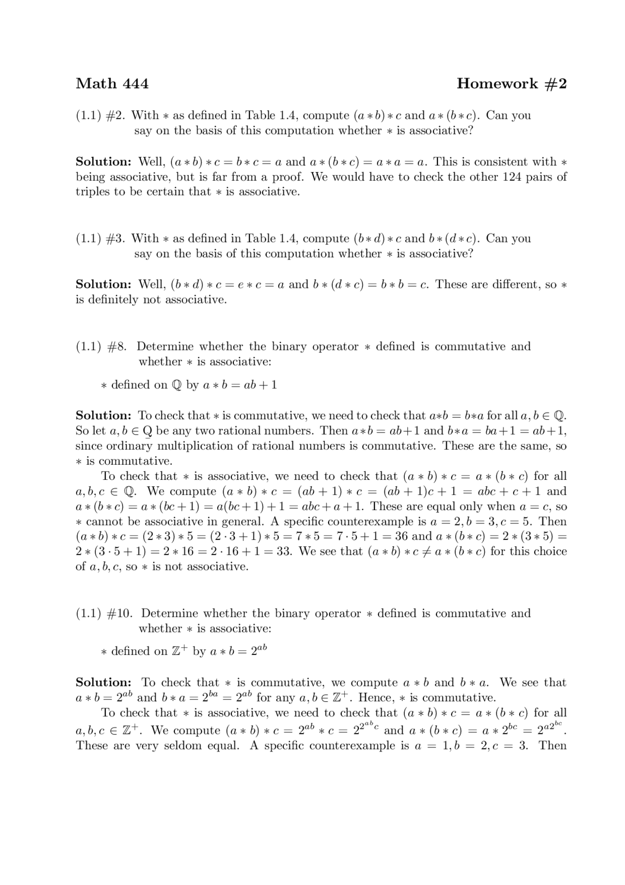 Solved Questions For Assignment 2 Introduction Abstract Algebra I
