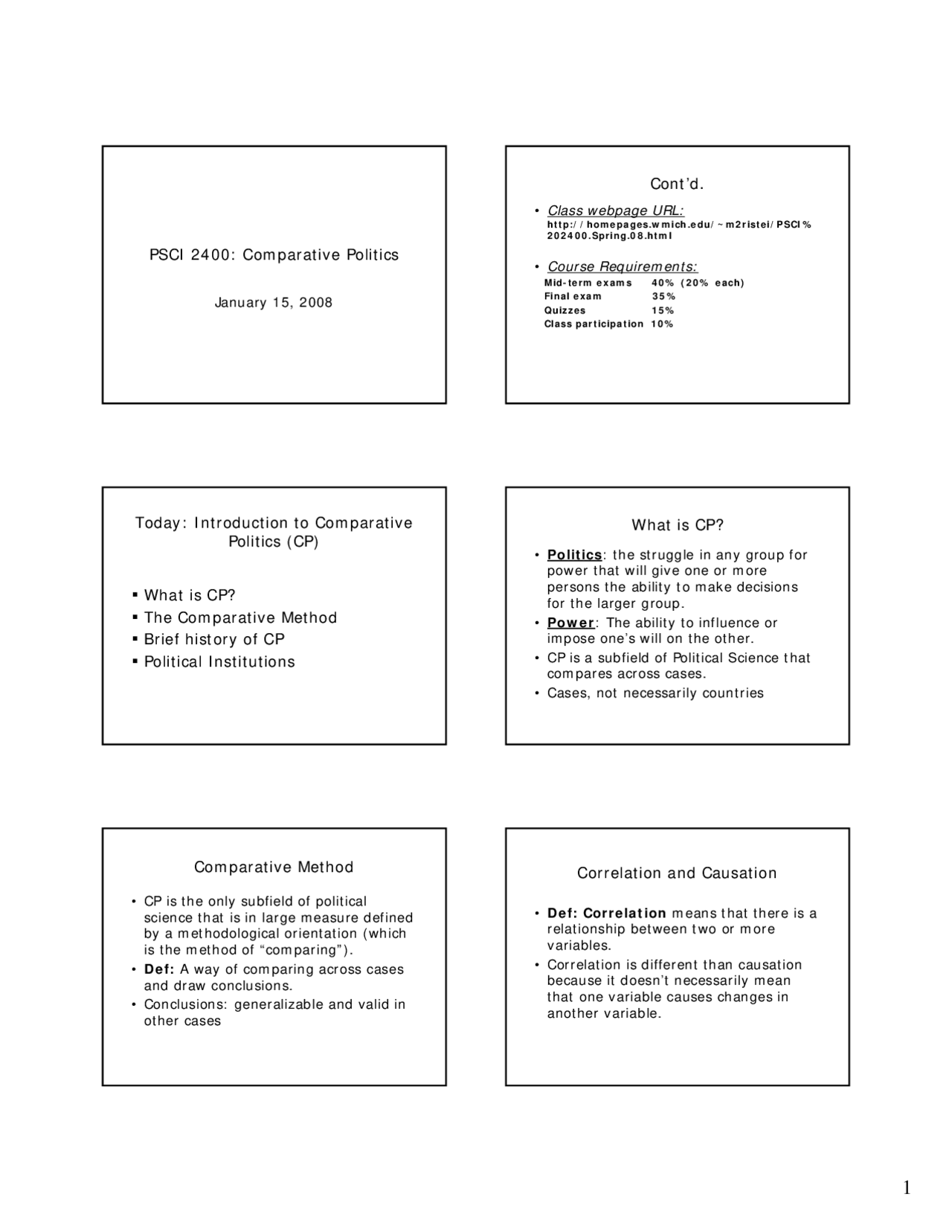 Introduction To Comparative Politics Lecture Slides Psci 2400 Docsity