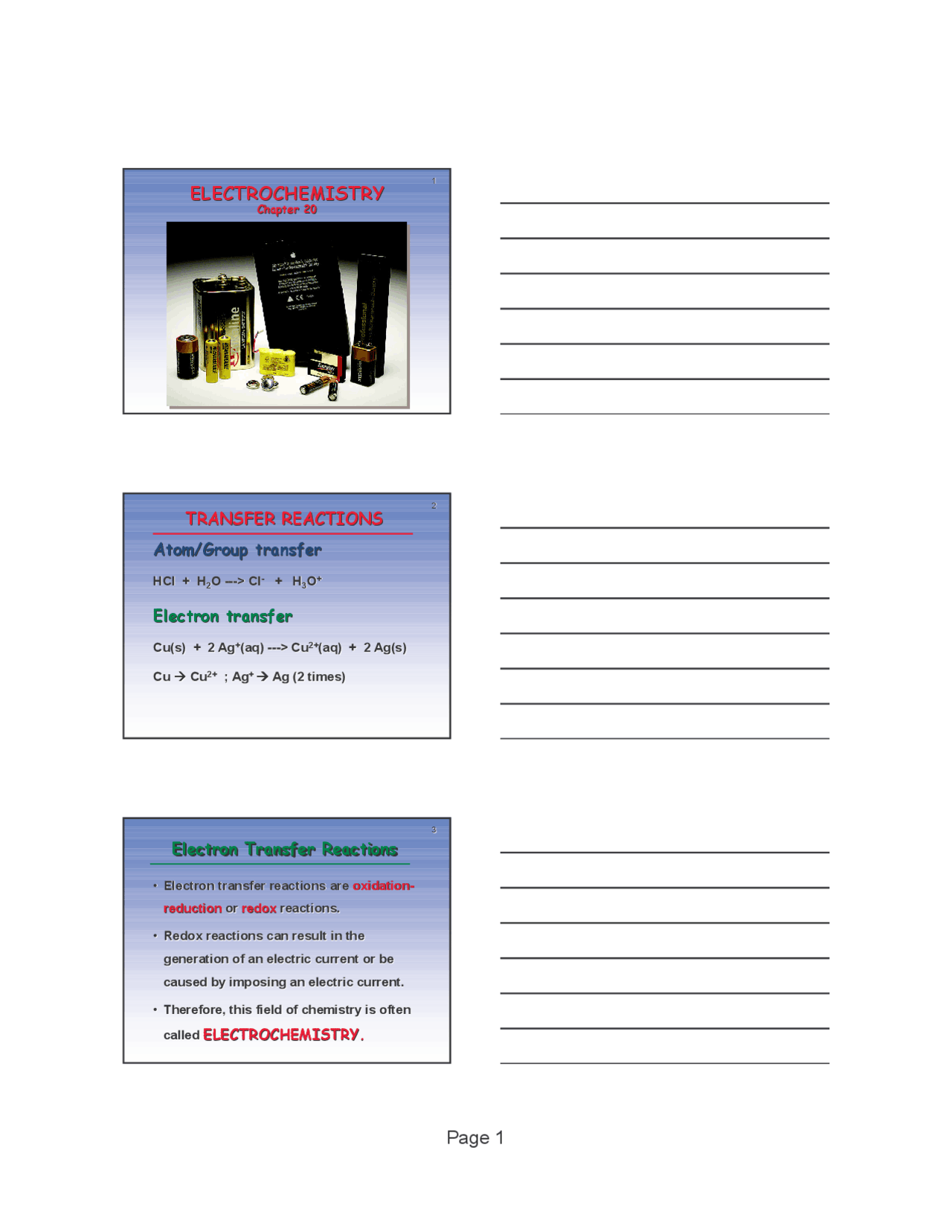 Electrochemistry - General Chemistry II | CH 123 - Docsity