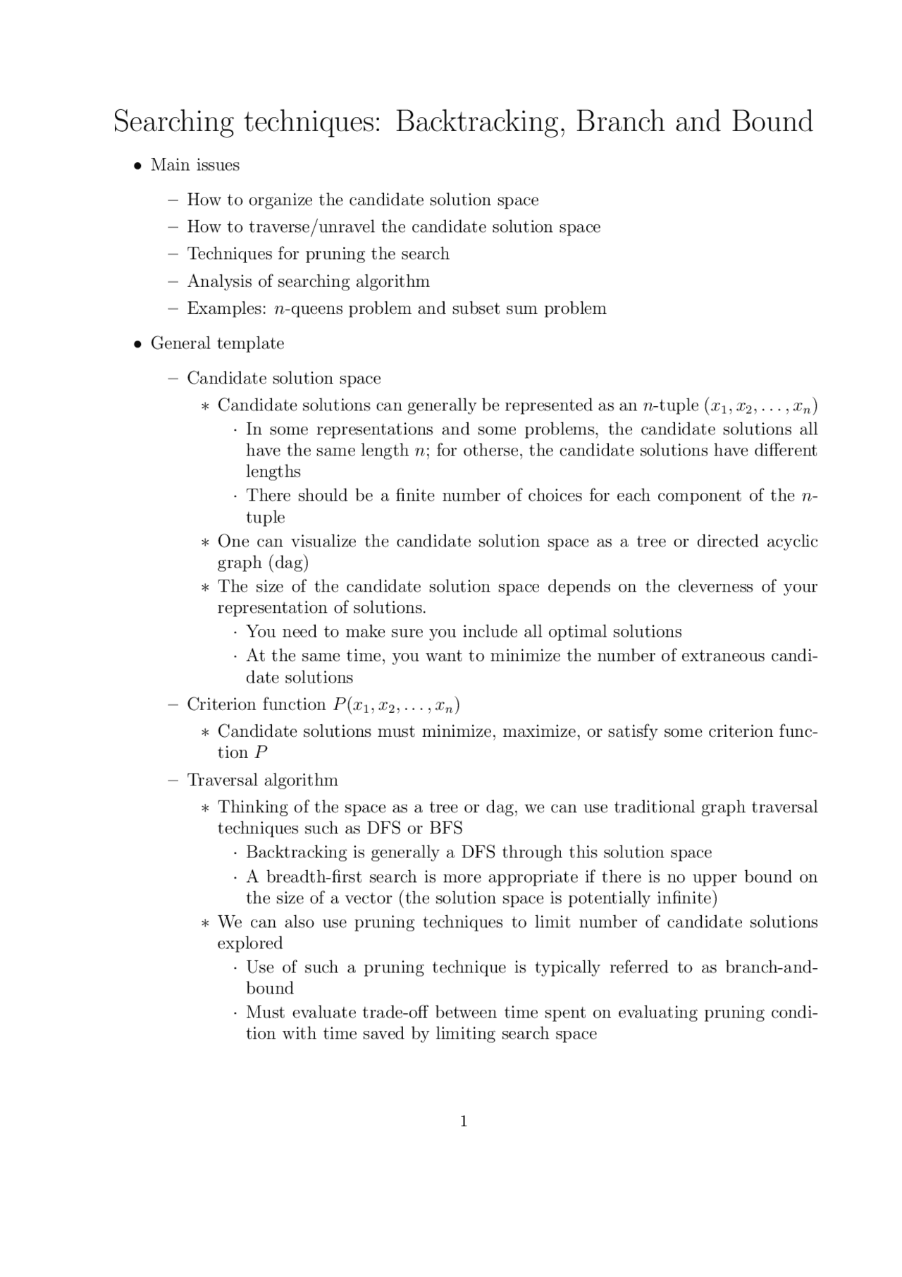 Searching Techniques Backtracking Branch And Bound Cse 830 Docsity