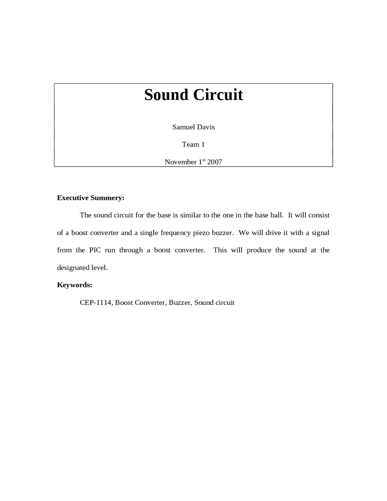 Lecture Notes On Sound Circuit Senior Design Ece 480 Docsity