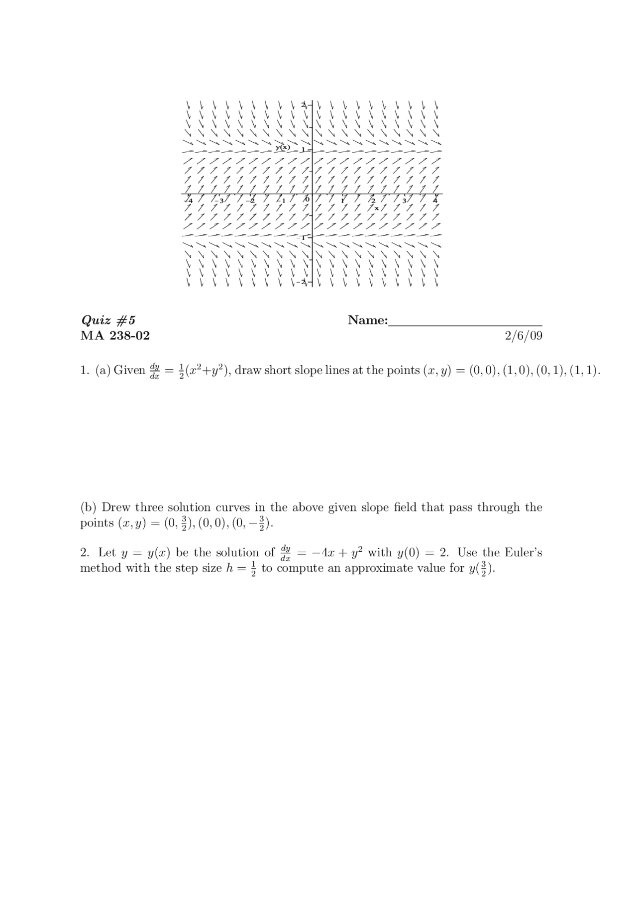 Quiz 5 Applied Differential Equations Ma 238 Docsity