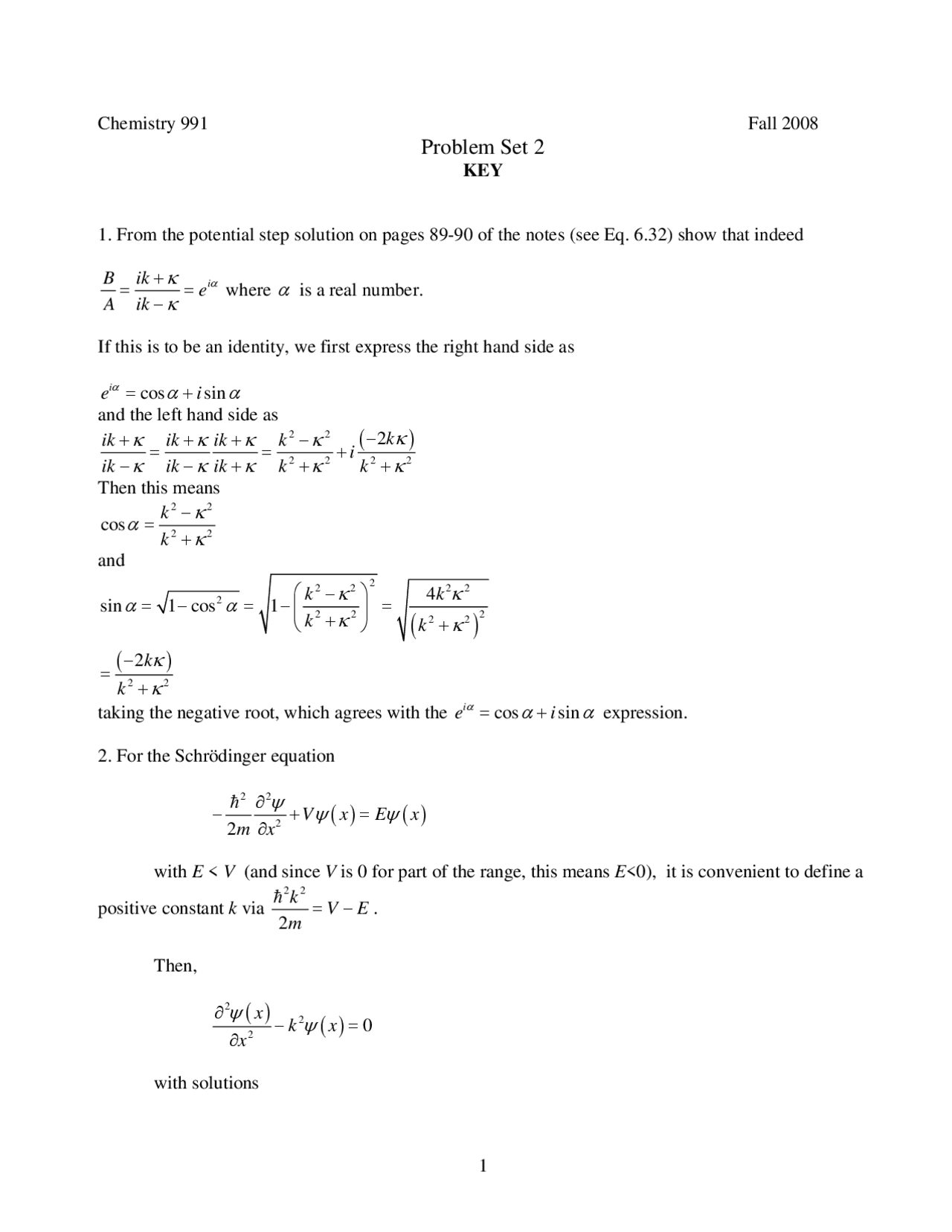 Problem Set 2 Questions Quantum Chemistry And Statistics
