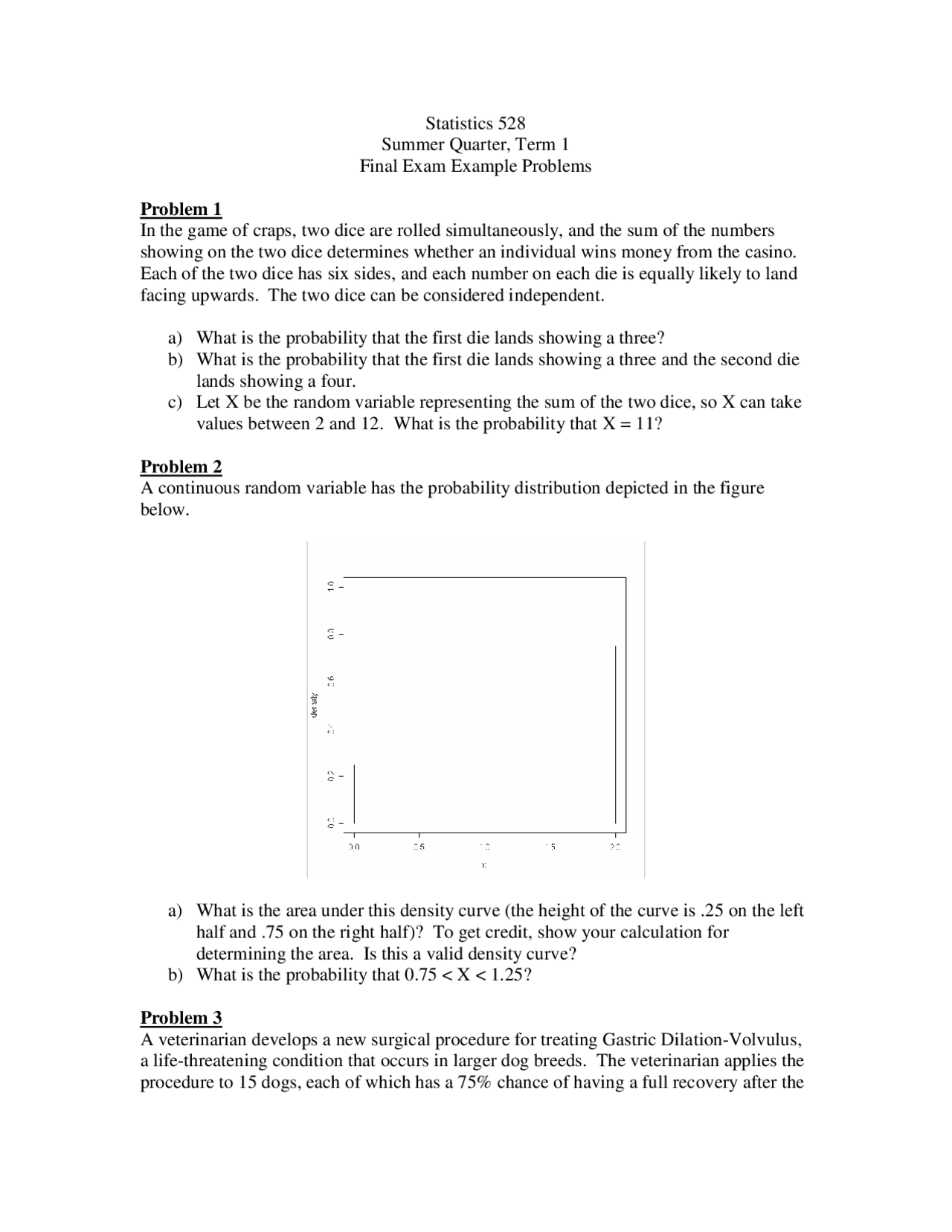 4 Solved Problems On The Statistics Final Examination Stat 528