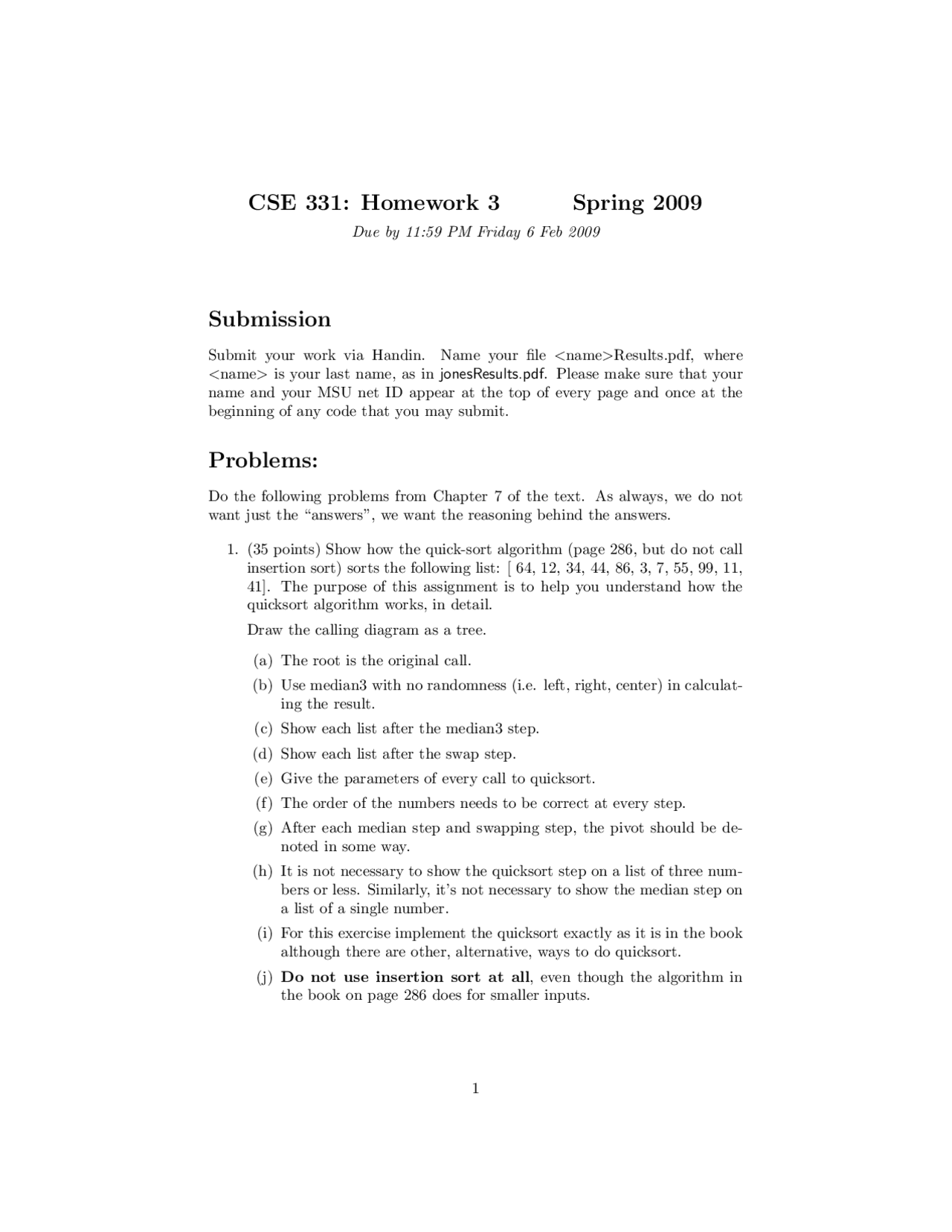 Homework 3 Questions Algorithms And Data Structures Cse 331 Docsity 2665