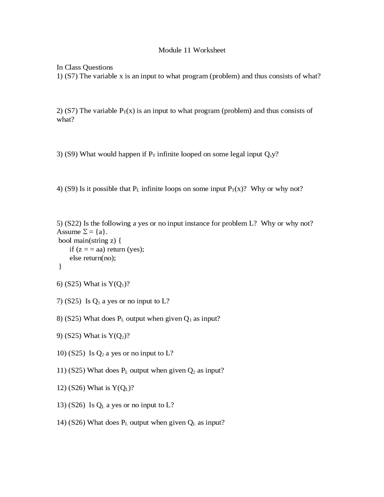 Module 11 In Computability And Languages Review Sheet Cse 460 Docsity