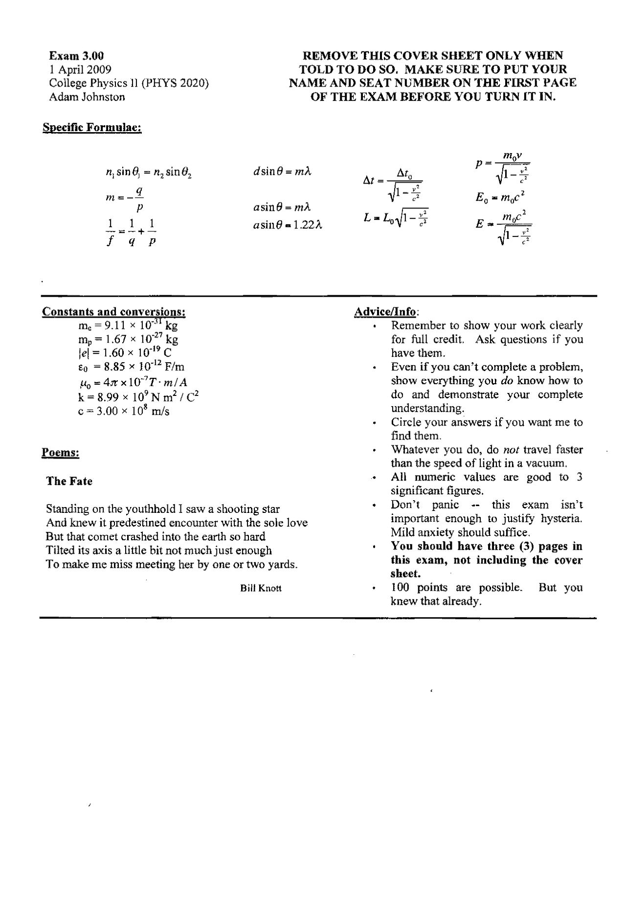 Review Sheet For Exam Si College Physics Ii Phys 2020 Docsity