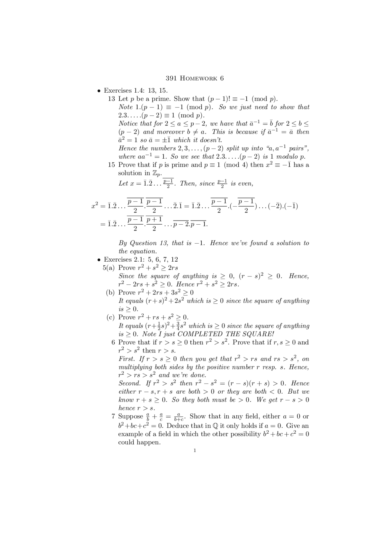 6 Questions On Fundamental Of Abstract Algebra Assignment 6 Math