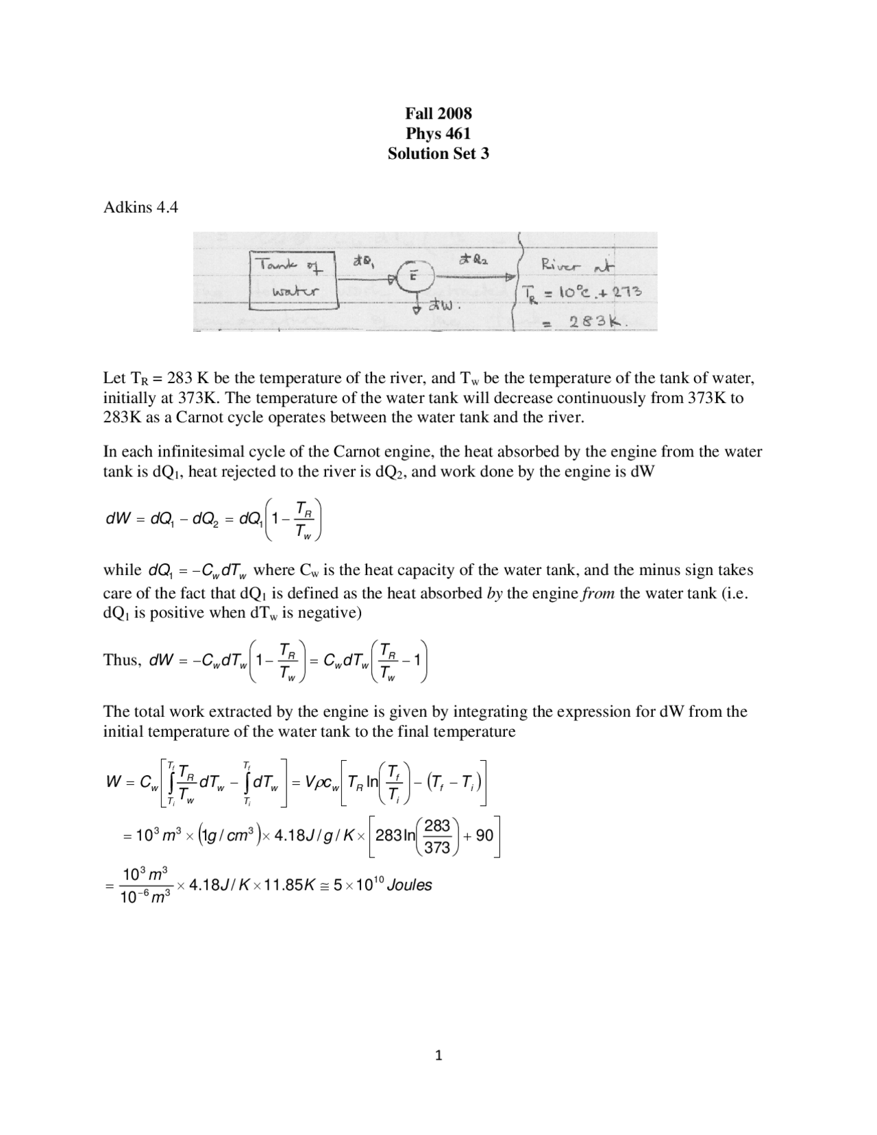 Solution Set 3 For Final Thermal And Statistical Physics Phys 461