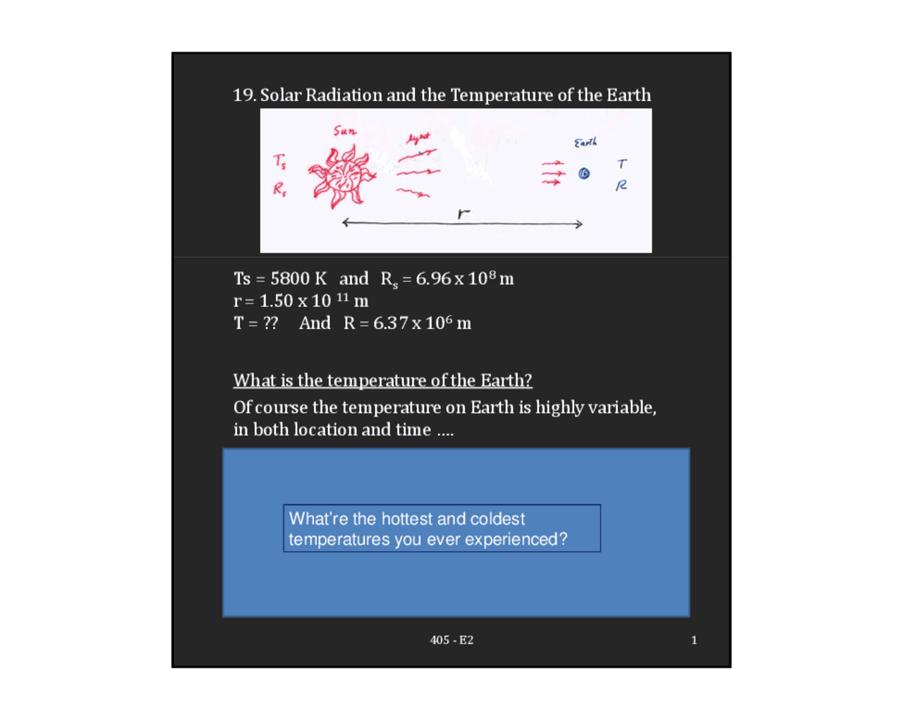 Solar Radiations And The Temperature Of Earth Lecture Slides Phy
