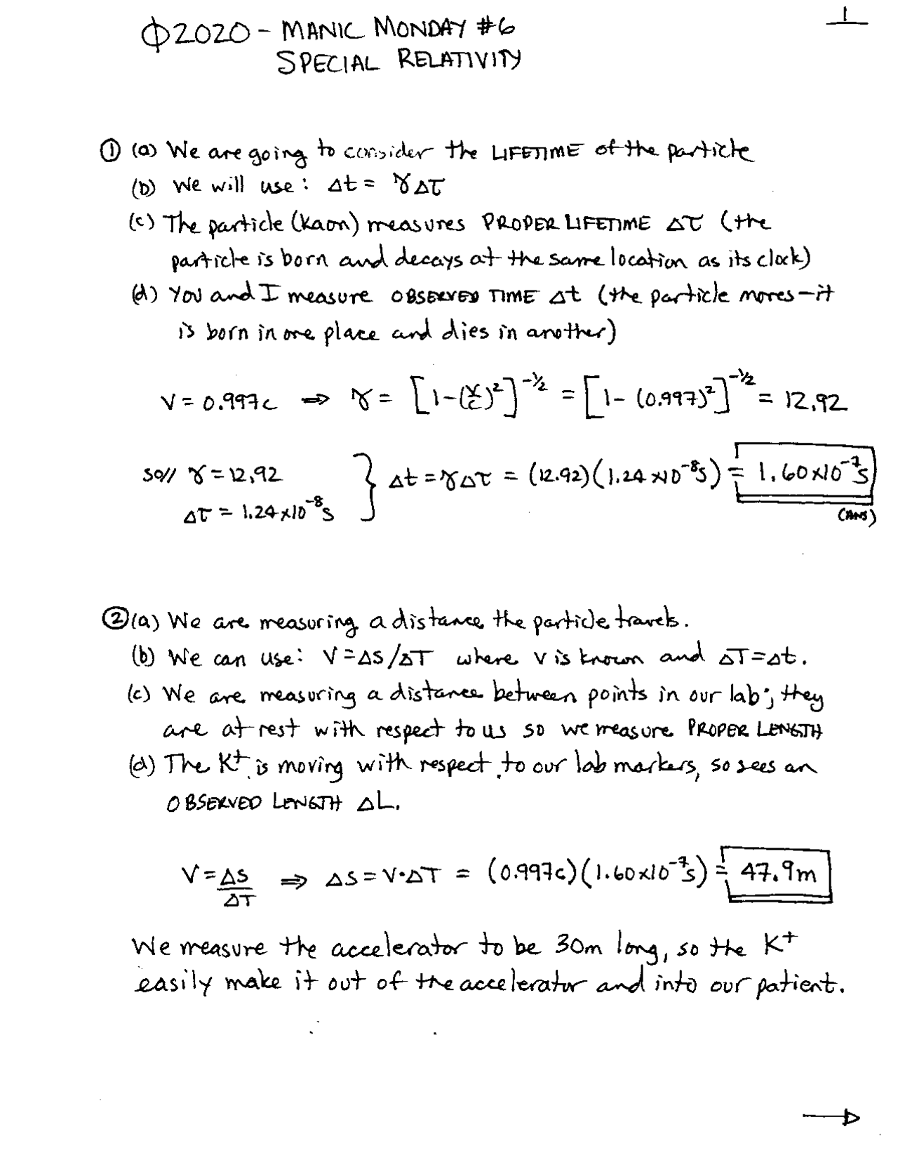 Handwritten Notes on Special Relativity | PHYS 2020 | Study notes ...