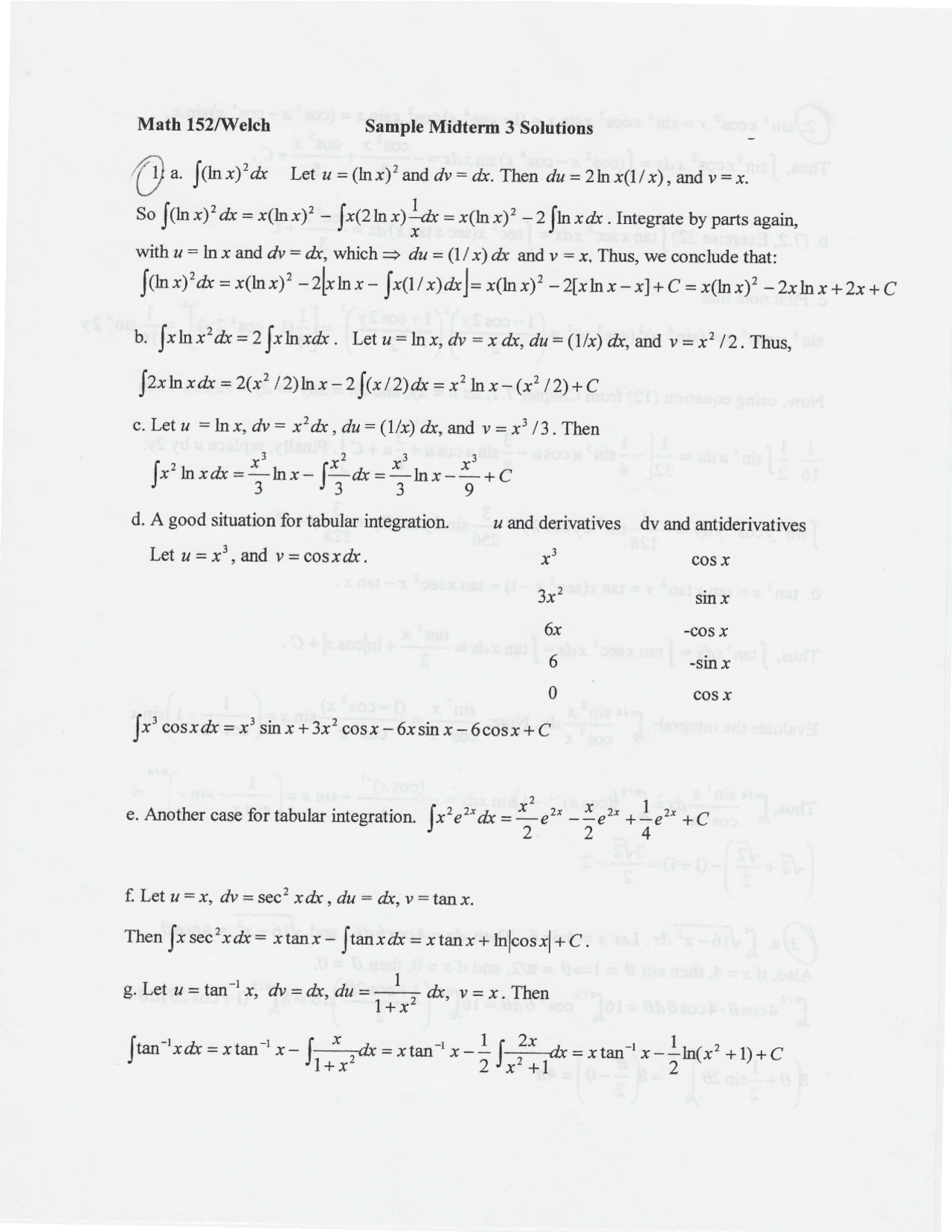Sample Midterm Exam 3 With Solutions Calculus And Analytic Geometry