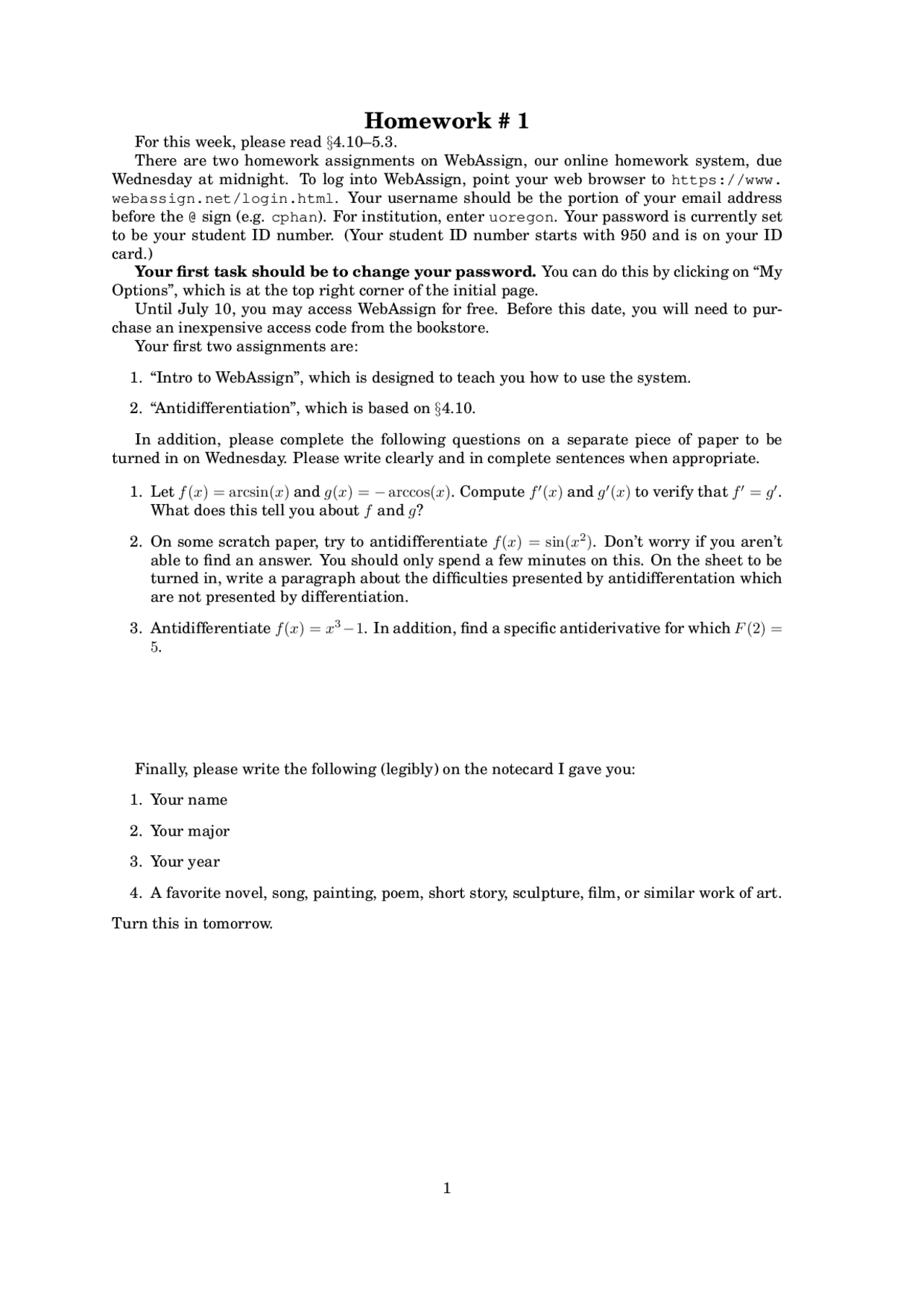 Online Homework System For Calculus Ii Math 252 Docsity
