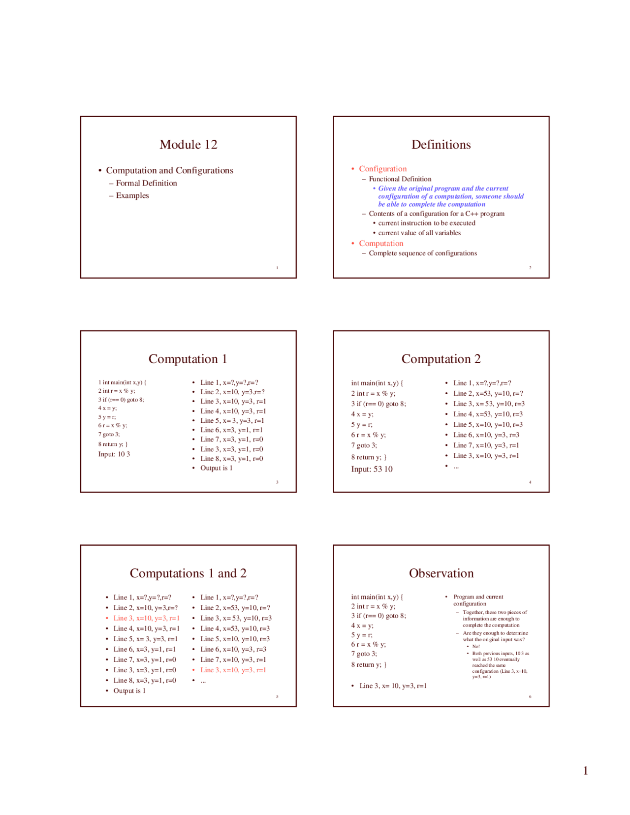 Computations And Configurations Lecture Slides Cse 460 Docsity