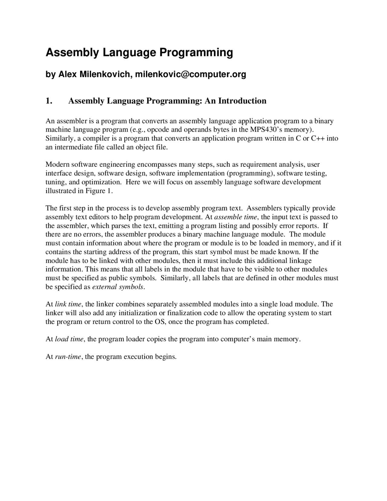 Assembly Language Programming Lecture Notes Cpe 323 Docsity