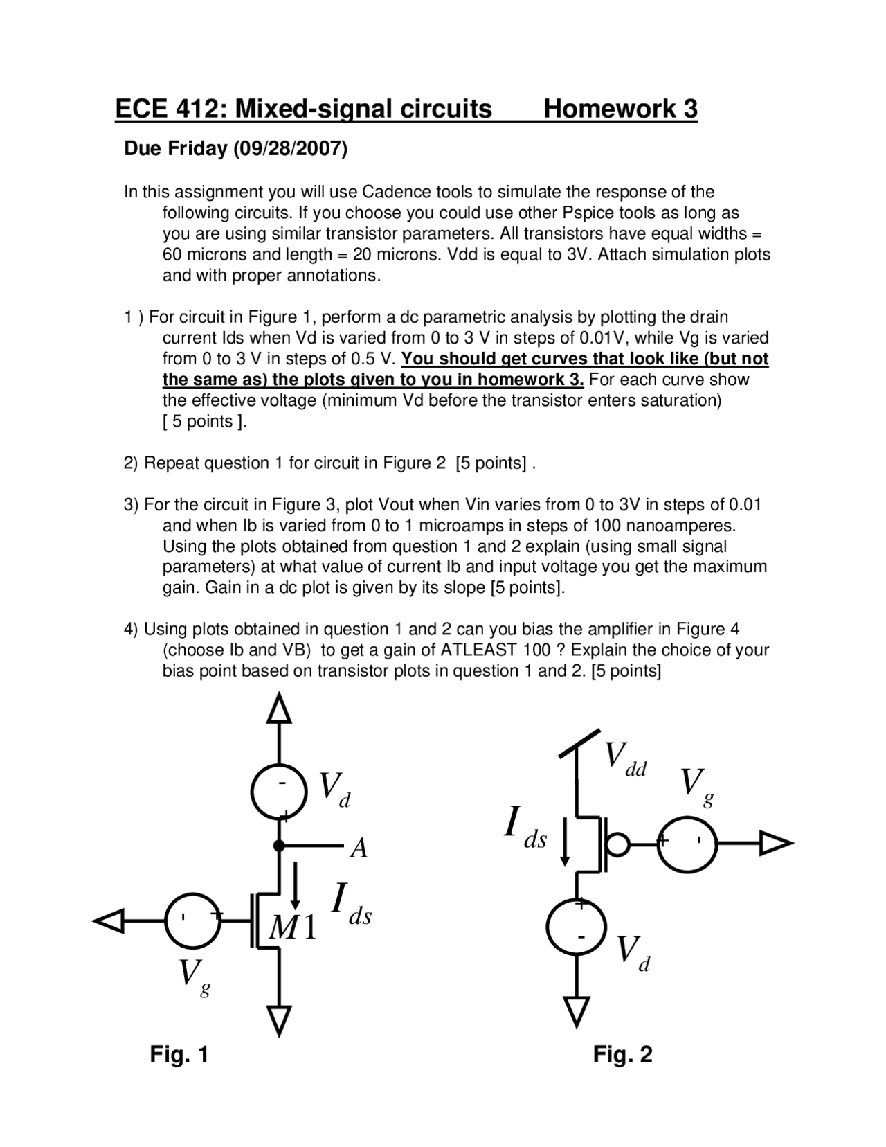 Mixed Signal Circuit Design Homework 3 Ece 412 Docsity