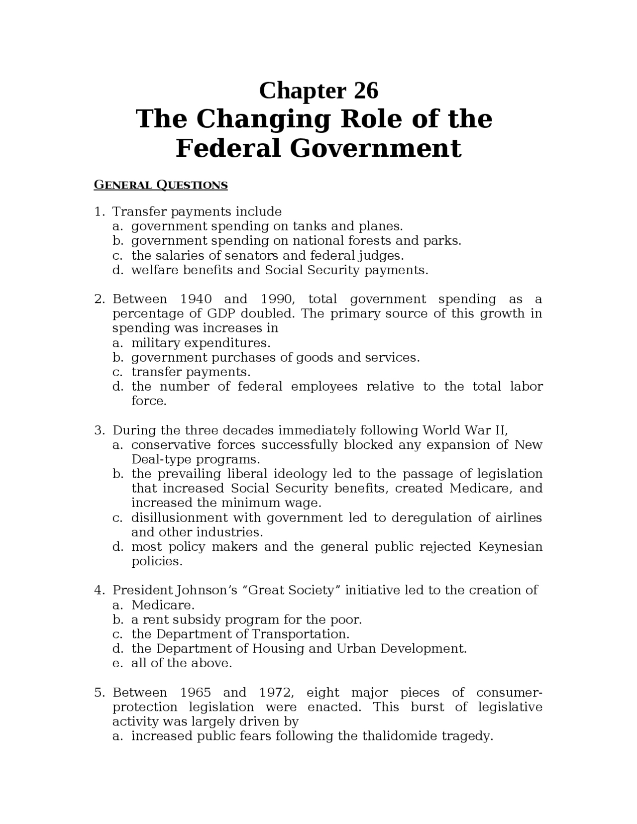 The Changing Role of the Federal Government | ECON 1740 - Docsity