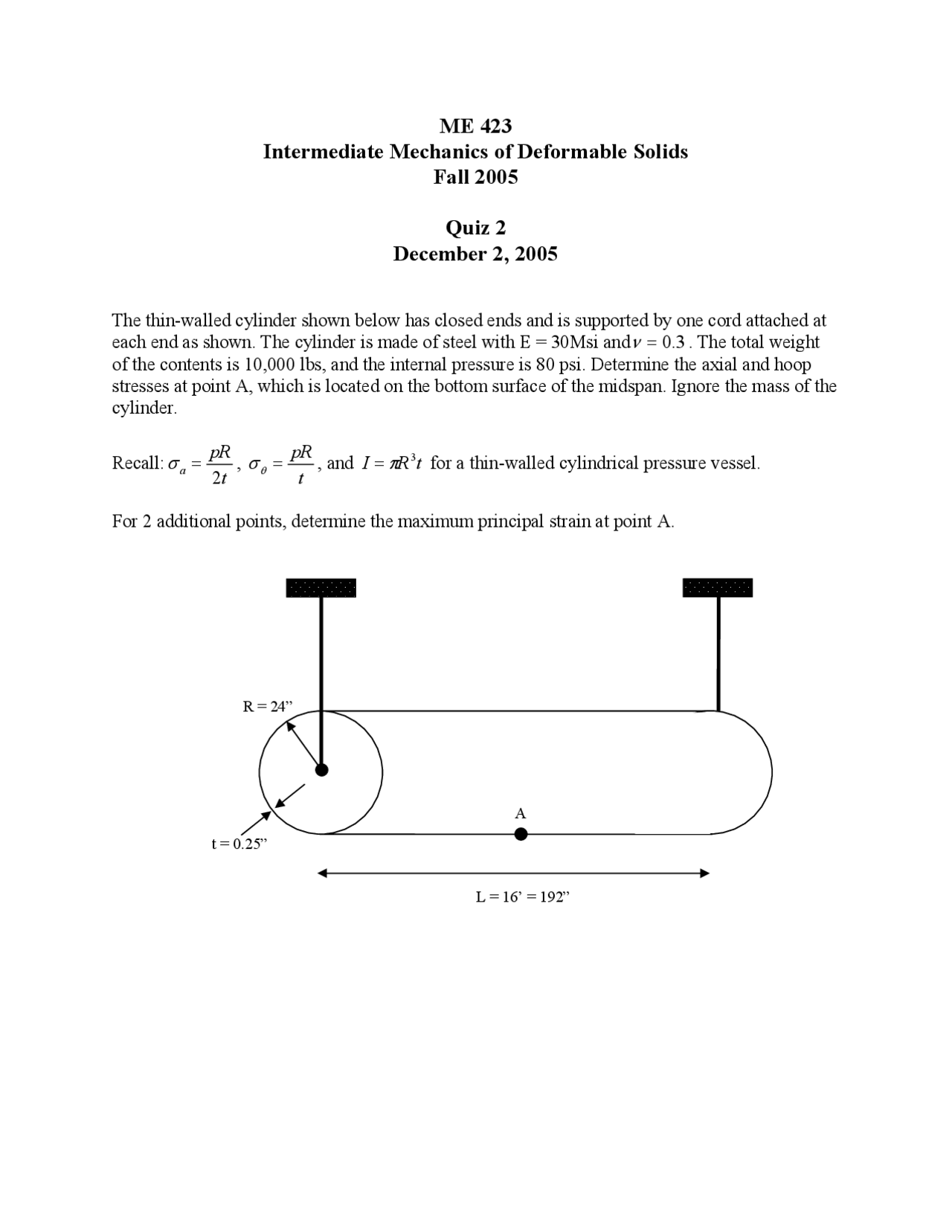 Solved Problem on Intermediate Mechanics Deformable Solids - Quiz 2 ...