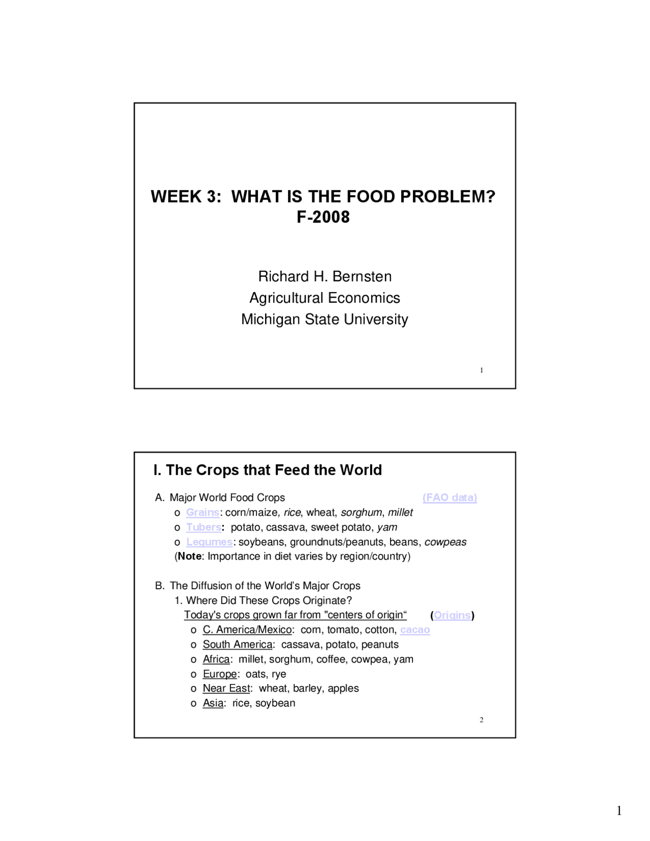 What Is The Food Problem Lecture Slides Eep 260 Docsity