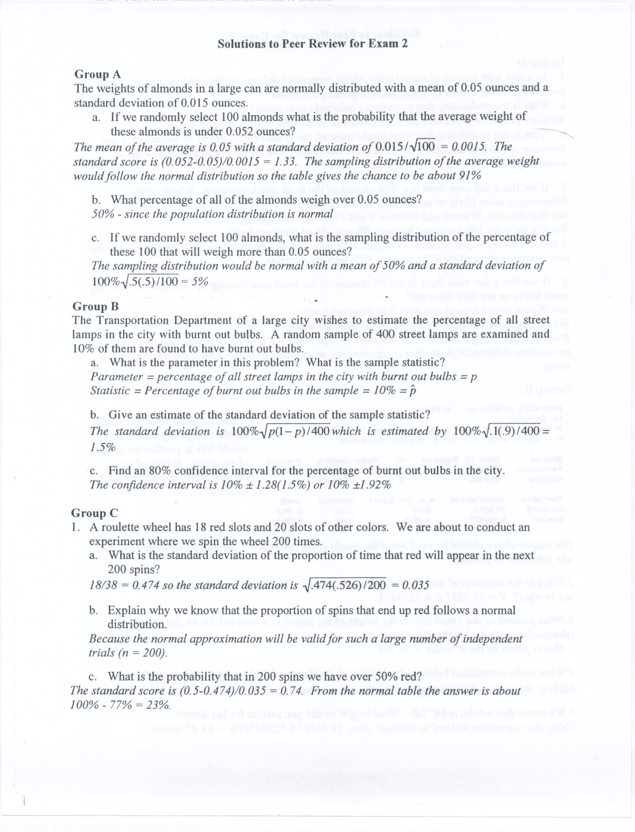 Solutions to Exam 2: Probability and Statistics | Exams Statistics ...