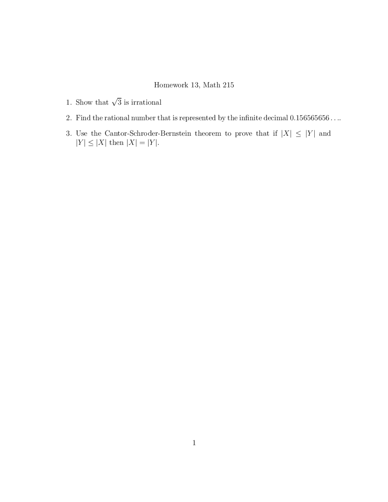 Homework 13 3 Problems On Introduction To Advanced Mathematics Math