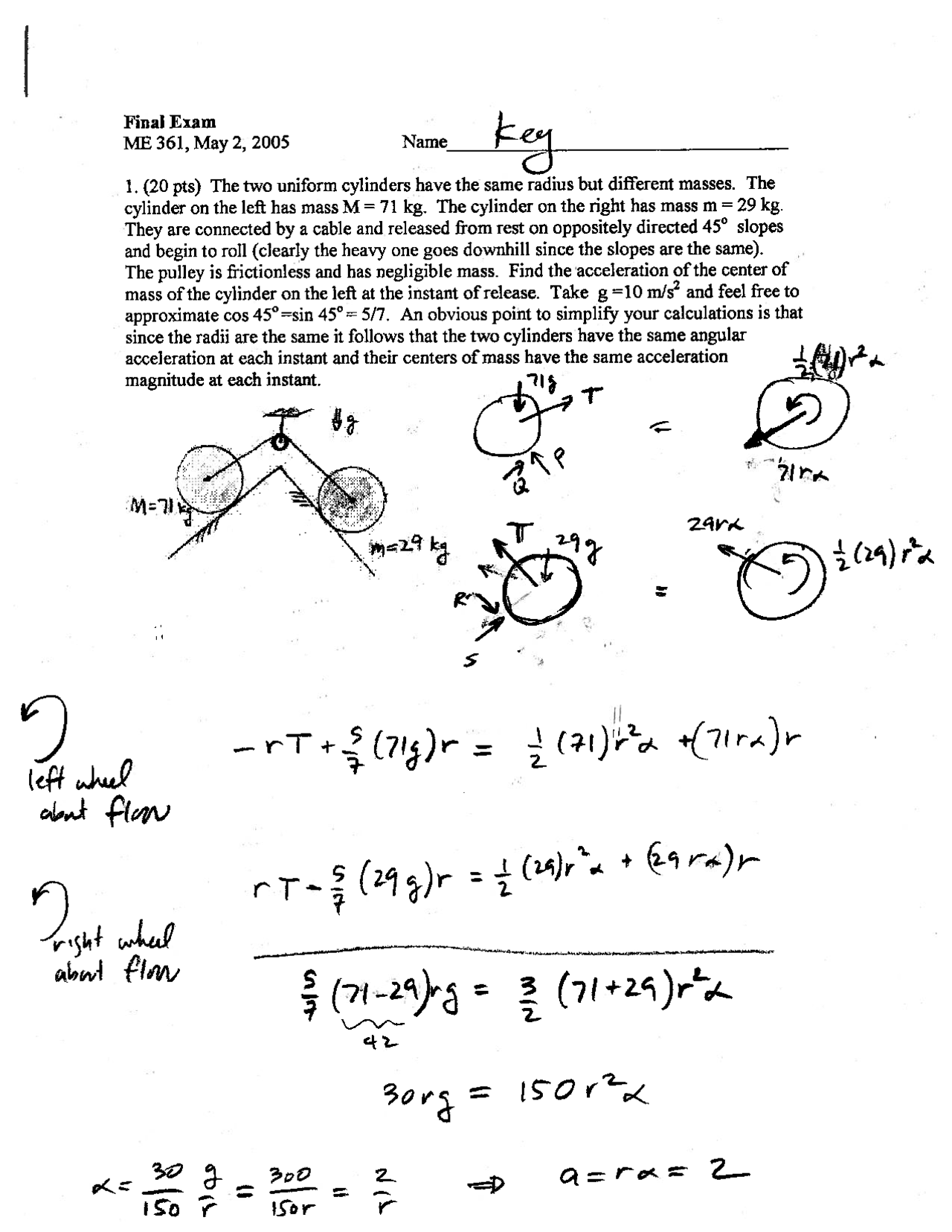 Practice For Final Exam Dynamics Me 361 Docsity