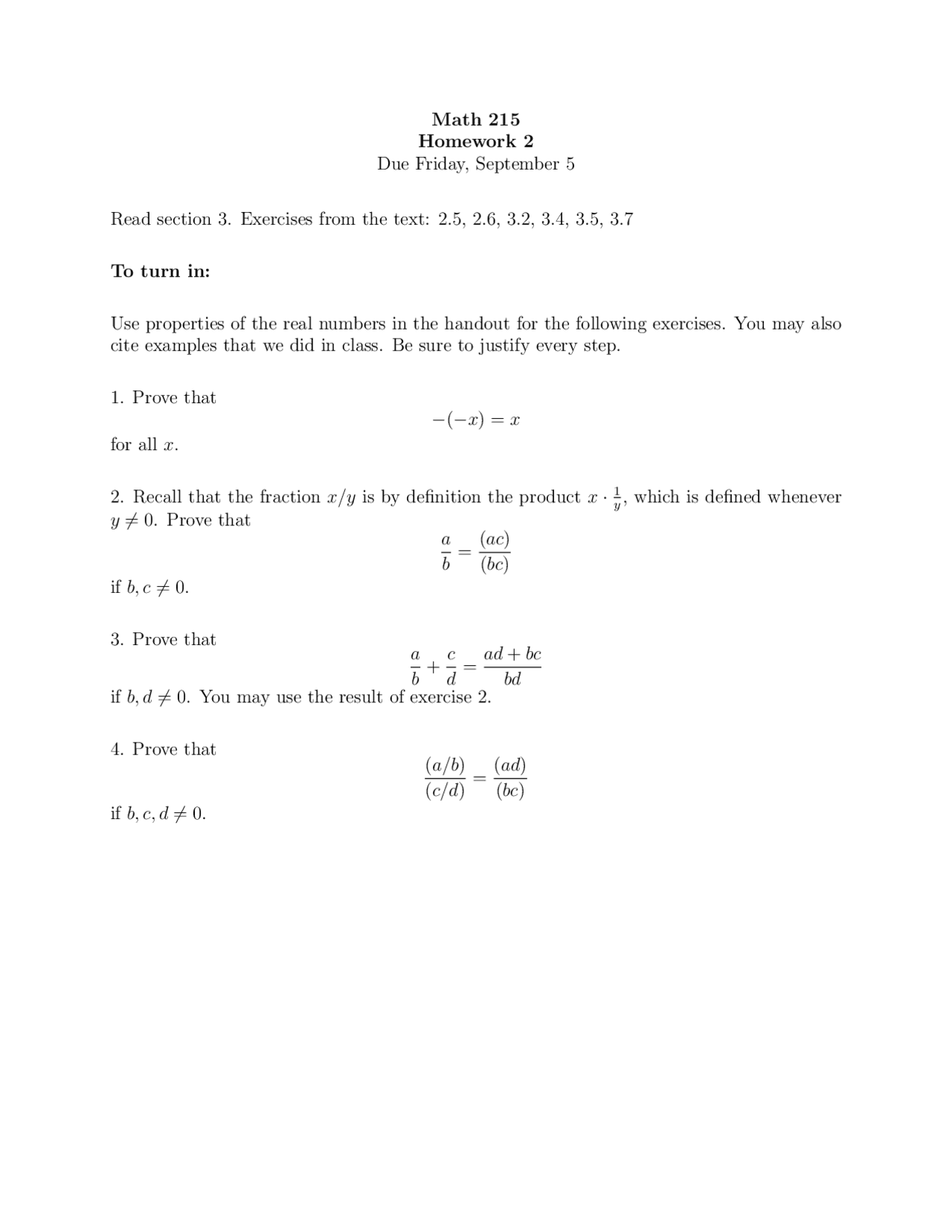 4 Questions For Homework 2 Introduction To Advanced Mathematics