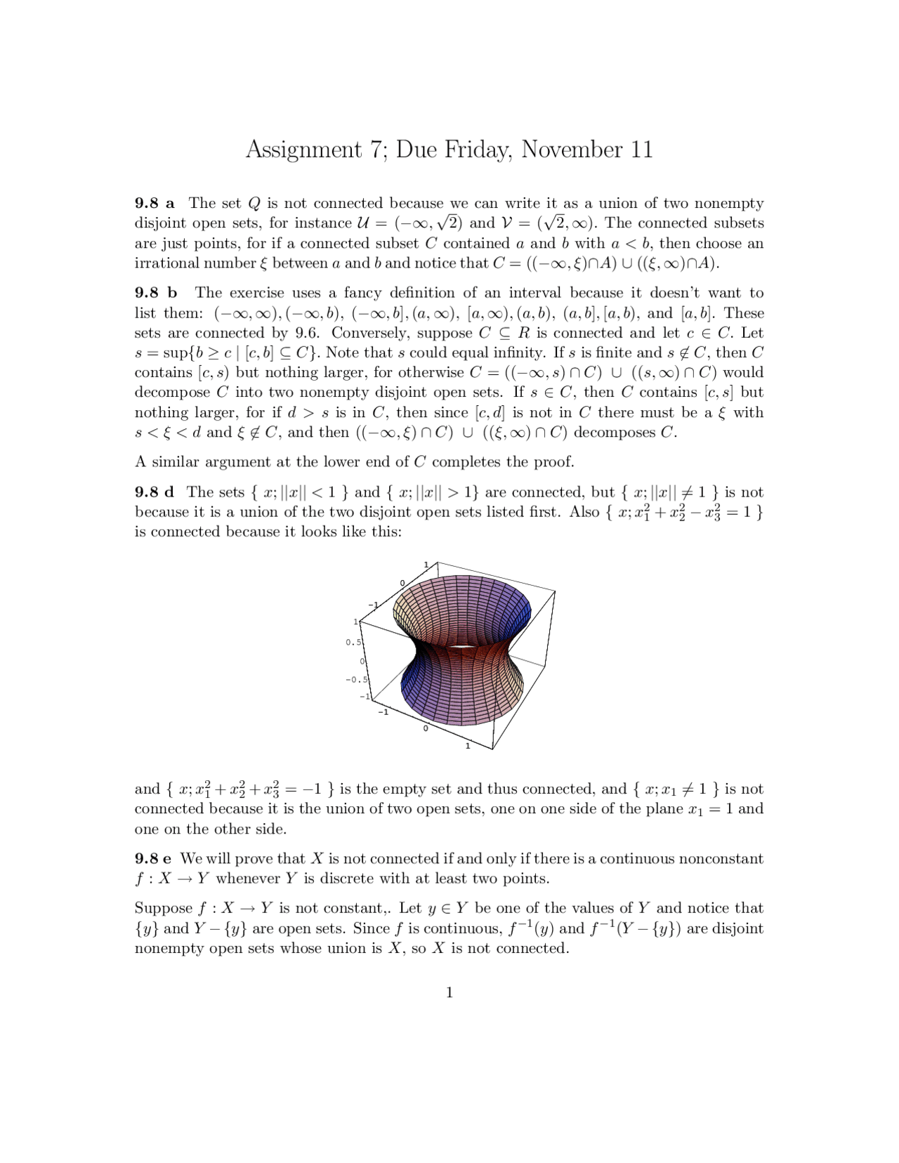 Assignment 7 Problems Unsolved Introduction To Topology Math 431