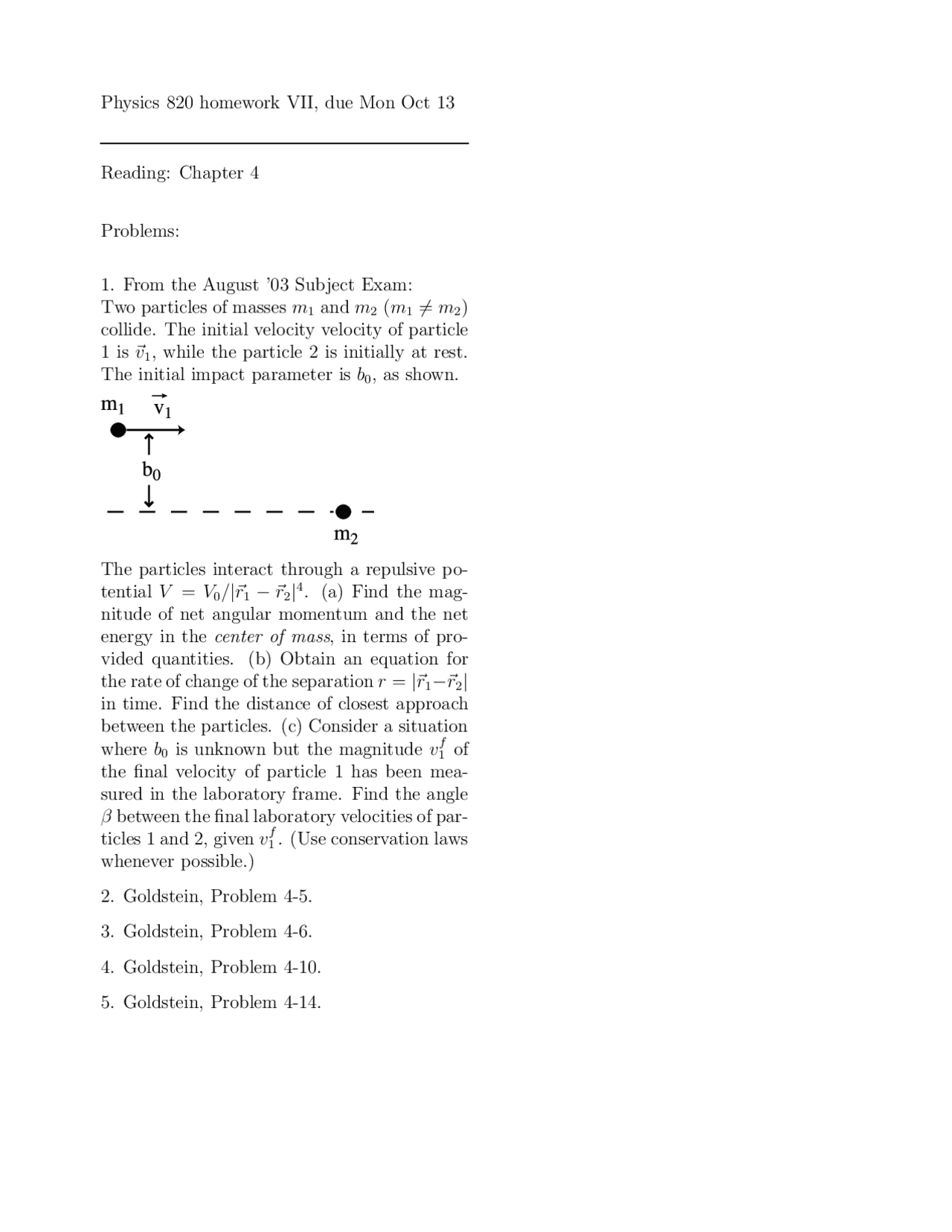 Exam 2 Practice Problems - Classical Mechanics | PHY 820 - Docsity