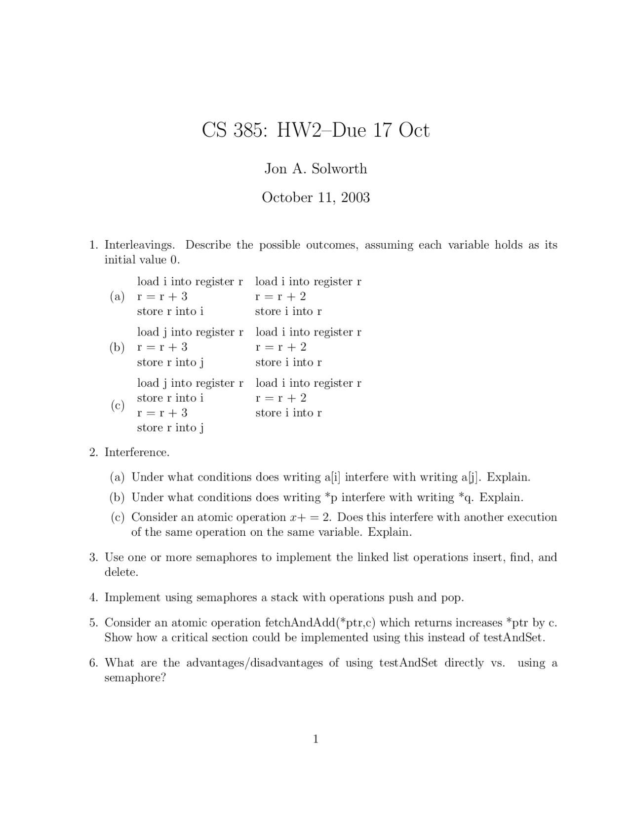 Homework 2 Operating Systems Concepts And Design Cs 385 Docsity