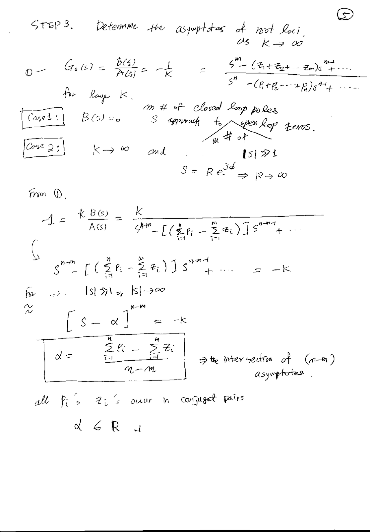 Handout Notes on Determine the Asymptotes of Root Locus | ME 451 - Docsity