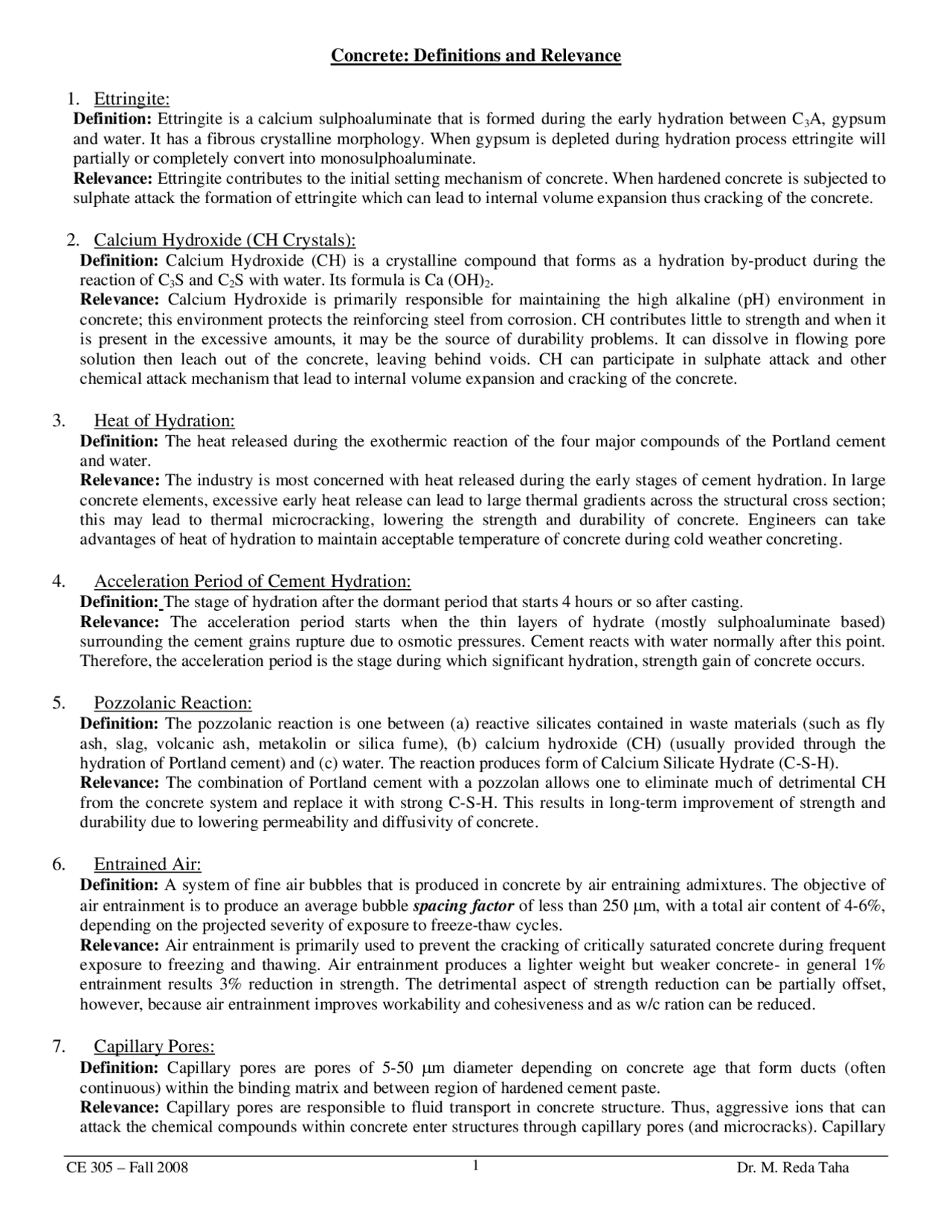 Concrete Infrastructure Materials Science Notes Ce 305 Docsity