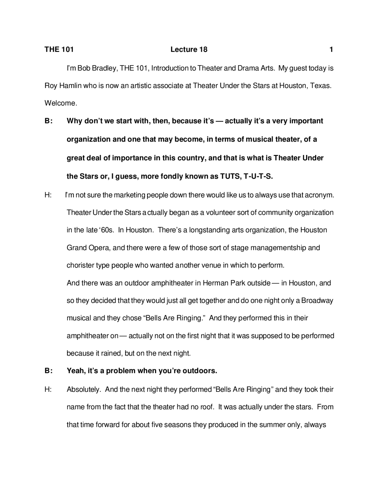 Lecture 18 - Introduction to Theatre and Drama Arts - Notes | THE 101 ...