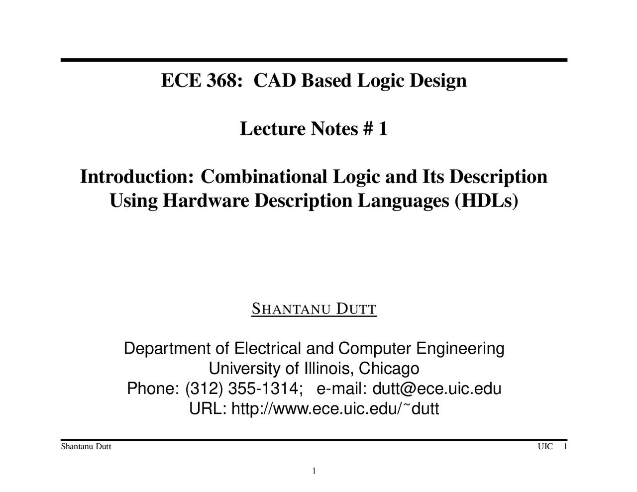 Combinational Logic Using Hardware Description Language Ece 368 Docsity