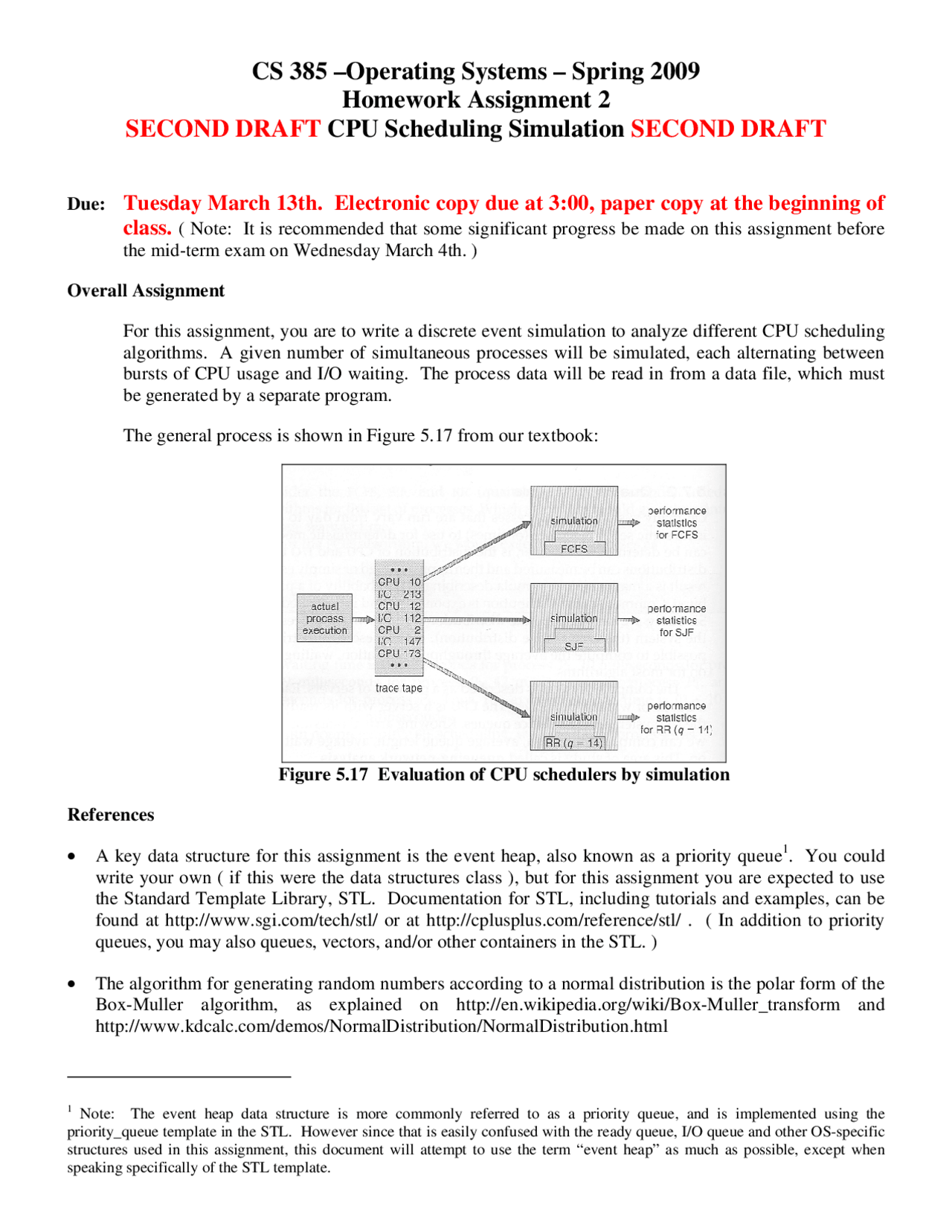 Cpu Scheduling Simulation Second Draft Homework Assignment 2 Cs 385