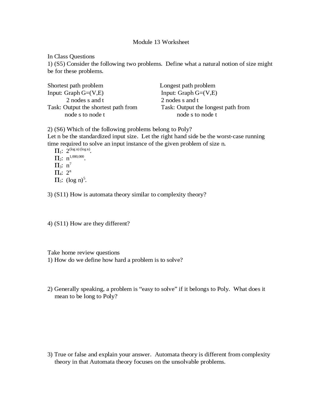 Shortest and Longest Path Problems - Module 13 Worksheet | CSE 460 ...