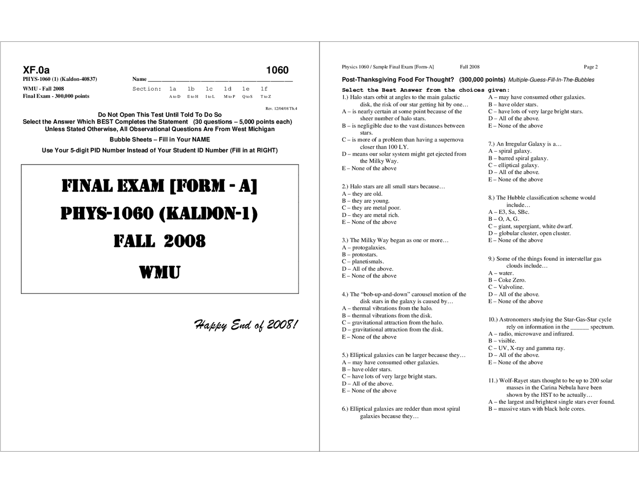 30 Multiple Choice Questions On Introduction To Stars And Galaxies