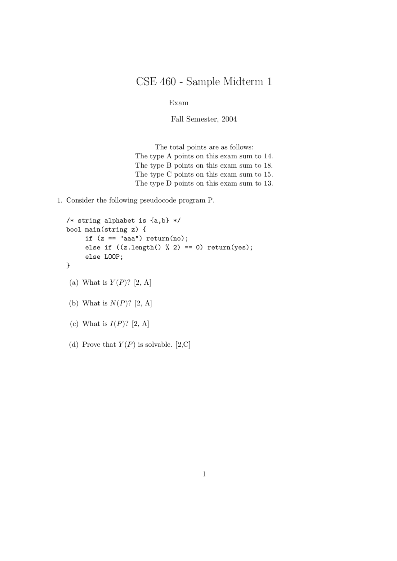 10 Questions Of Computability And Languages Midterm 1 Cse 460 Docsity 5937
