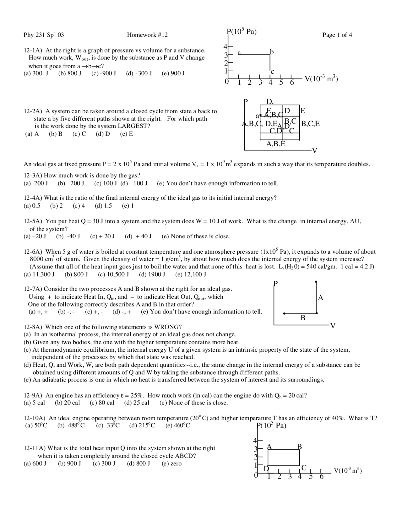 Homework 12 Practice Problems On Introductory Physics I Phy 231 Docsity