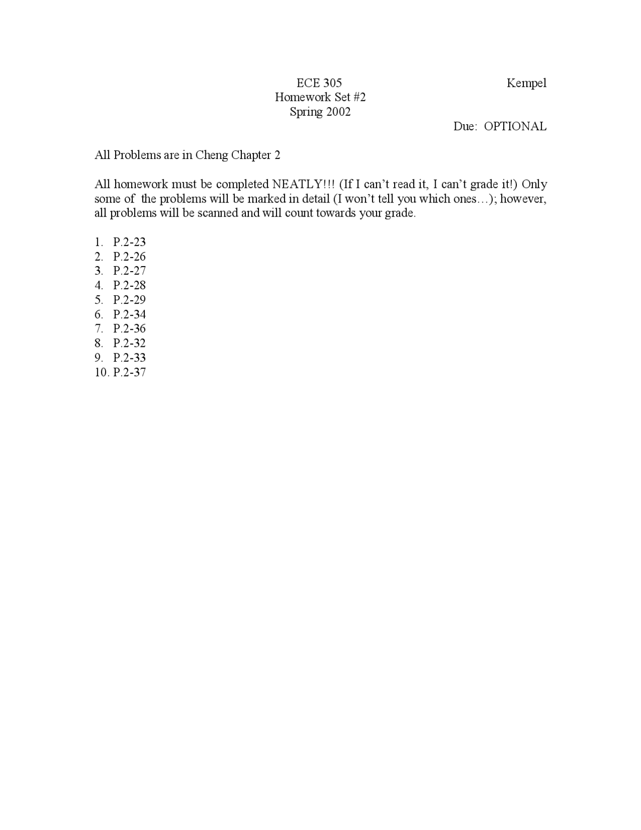 ECE 305 Homework Set #2, Spring 2002 | Assignments Electrical and ...