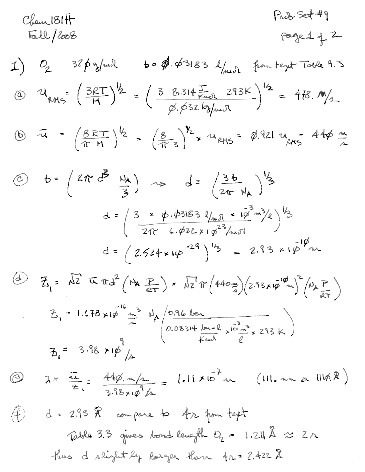 Honors Chemistry I Problem Set 9 With Resolution Cem 181h Docsity