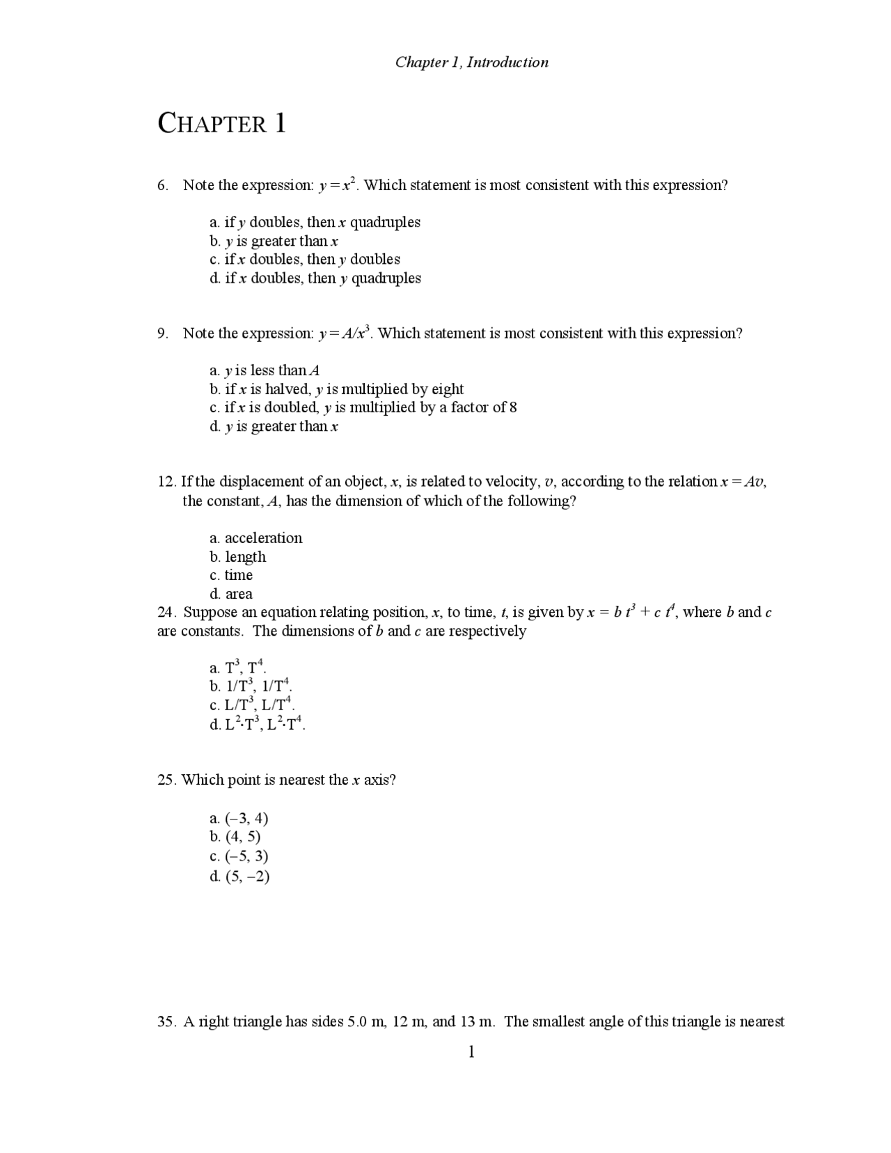 Solved Quiz for Introductory Physics I | PHY 231 - Docsity