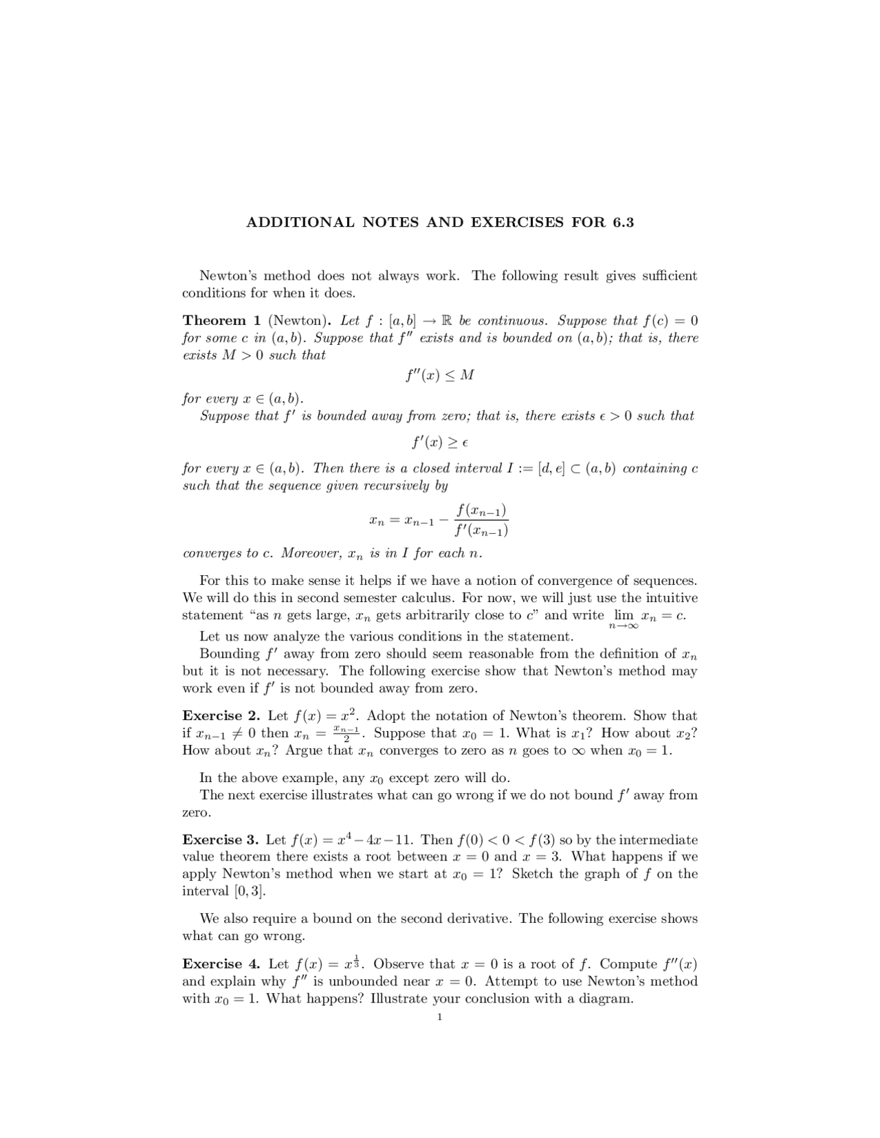 Additional Notes And Exercises Calculus I Math 1210 Docsity