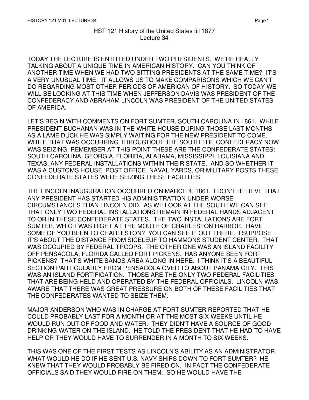 Survey of the History of the United States to 1877 - Notes | HST 121 ...