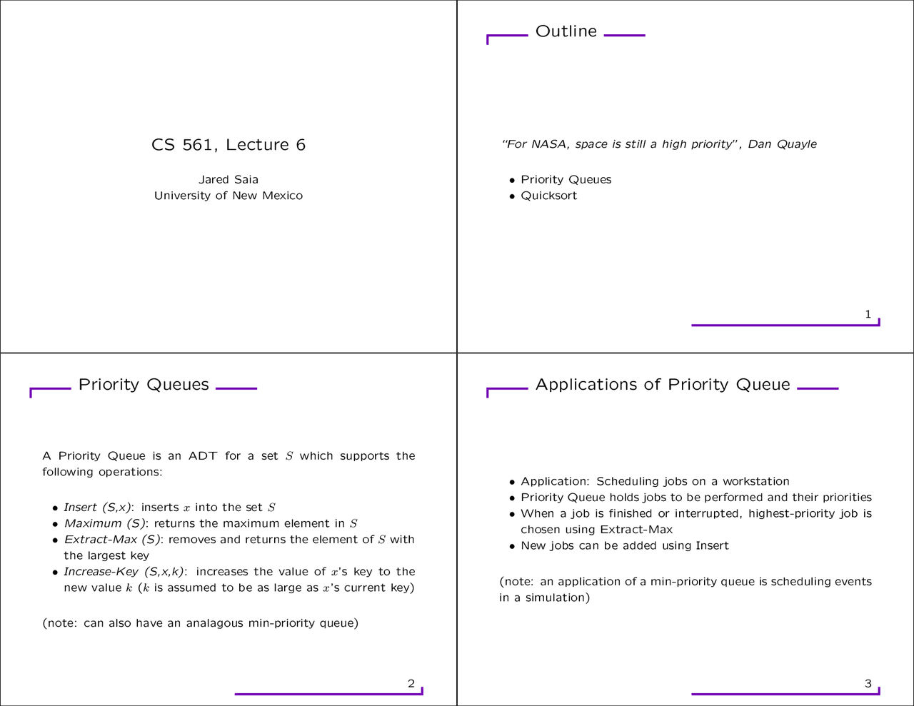 Priority Queues, Quicksort – Algorithms and Data Structure | CS 561 ...