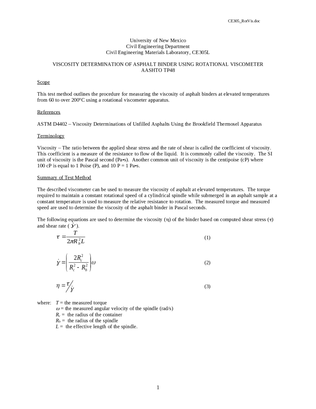 Viscosity Determination of Asphalt Binder Using Rotational Viscometer ...