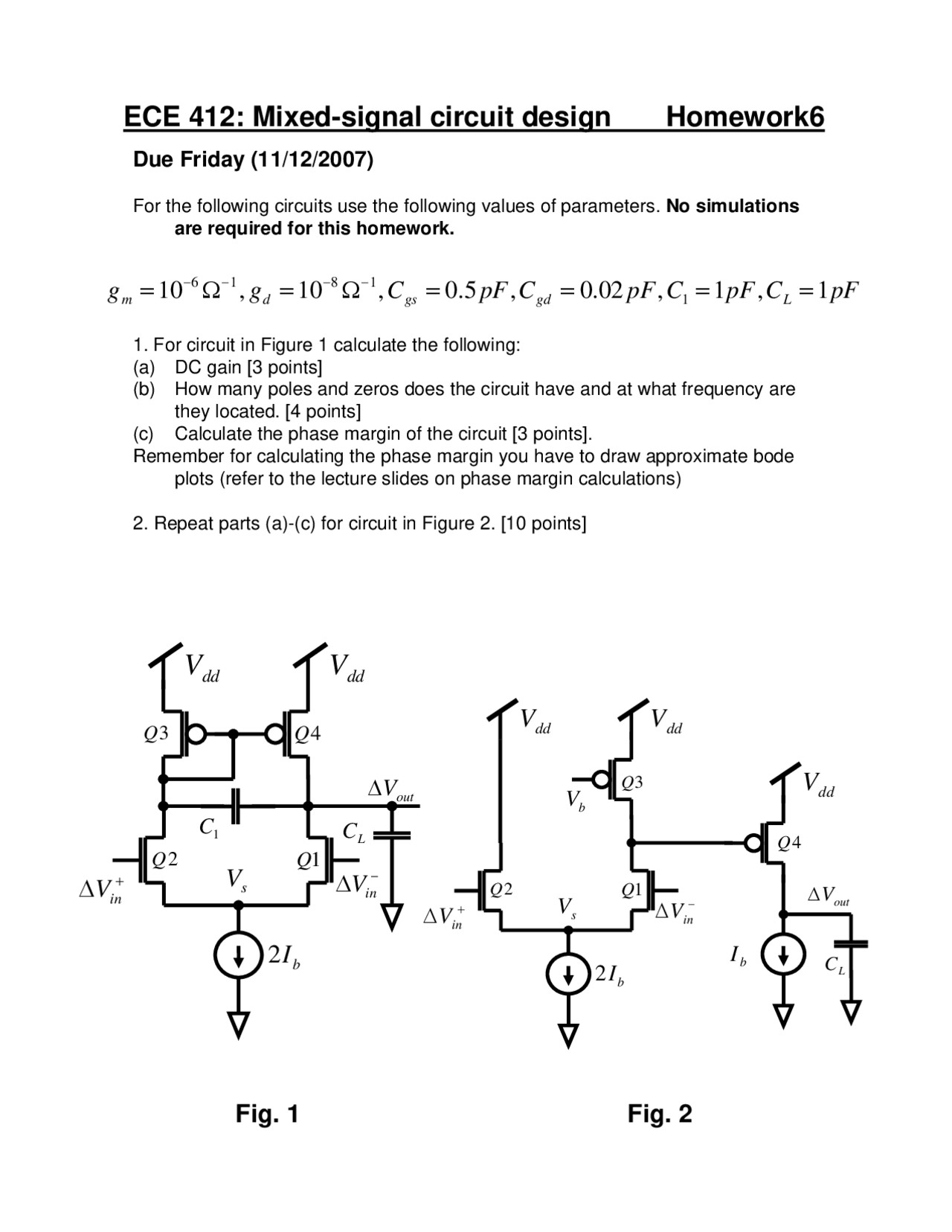 Homework 6 On Mixed Signal Circuit Design Ece 412 Docsity