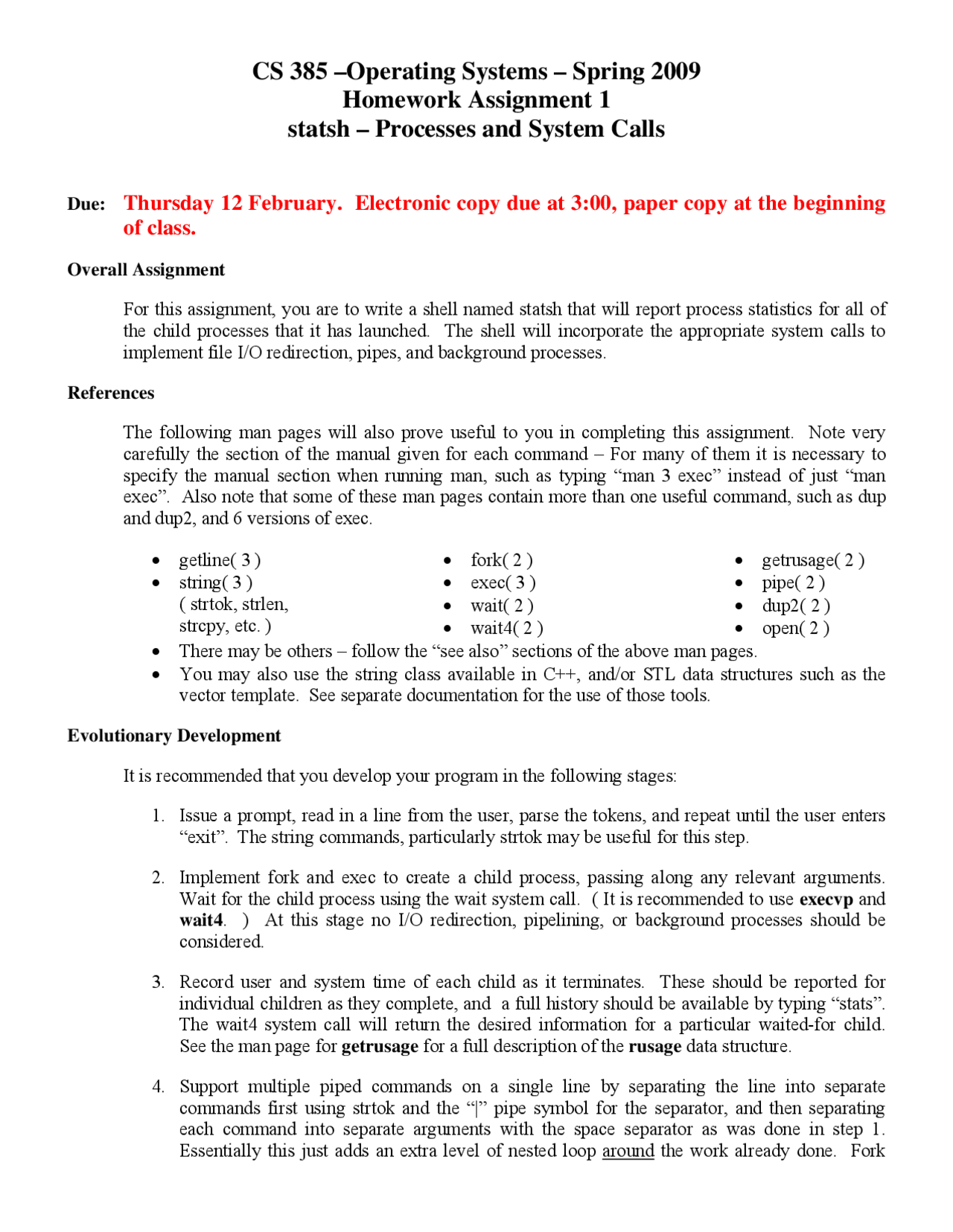 Homework Assignment 1 Operating Systems Concepts And Design Cs 385