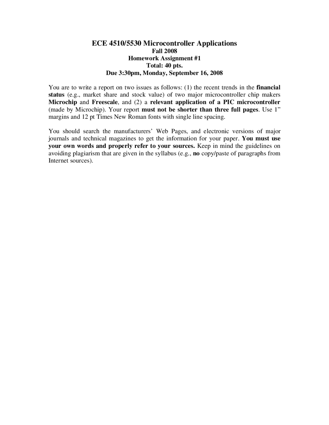 Homework Assignment 1 Microcontroller Applications Ece 4510 Docsity